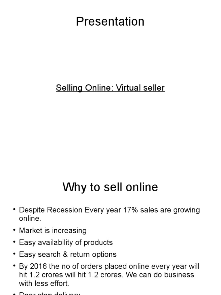 Presentation: Selling Online: Virtual Seller | PDF | Career & Growth