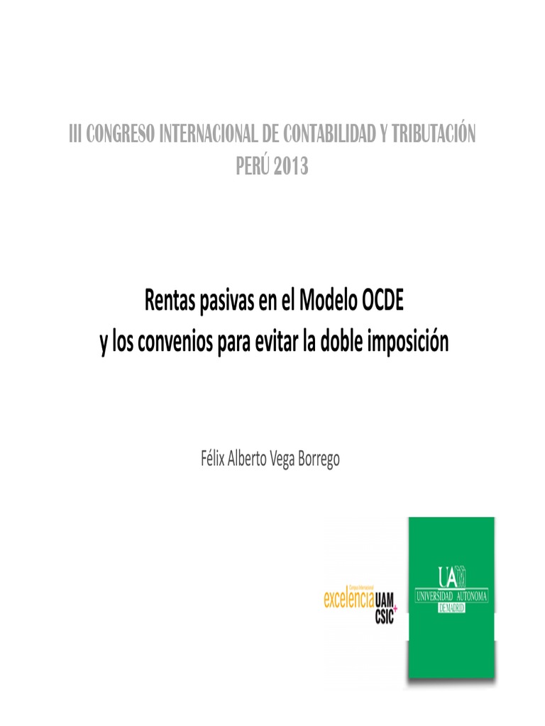 Rentas Pasivas en El Modelo Ocde y Los Convenios para Evitar La Doble ...