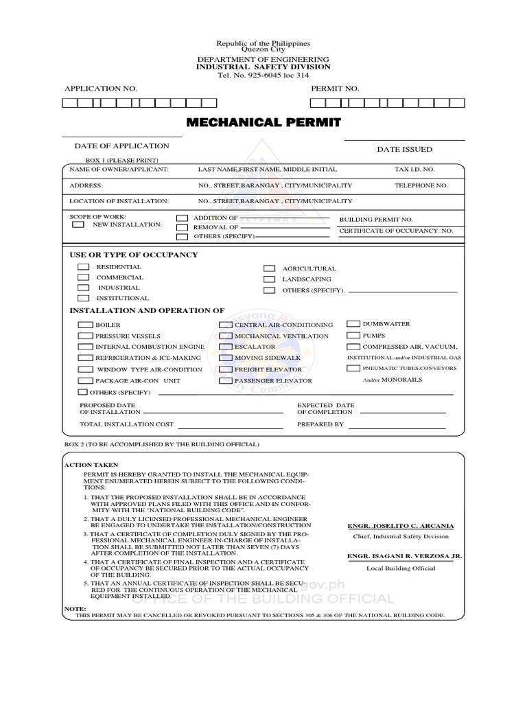 Mechanical Permit | PDF | Elevator | Air Conditioning