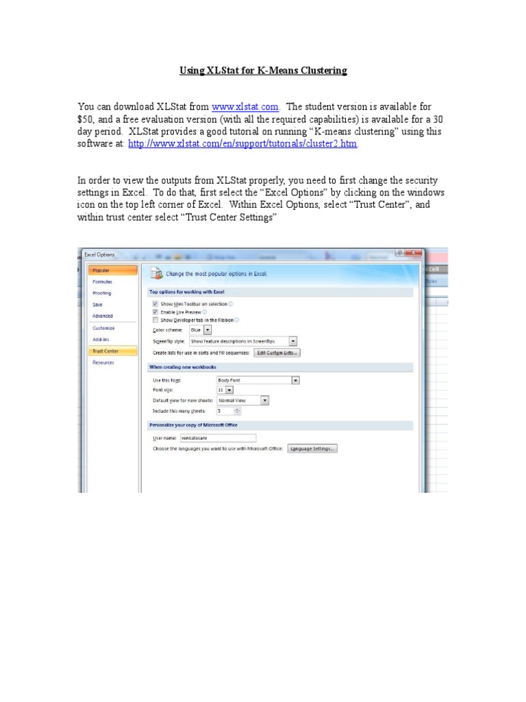 K-Means Clustering with XLStat in Excel | PDF | Cluster Analysis ...