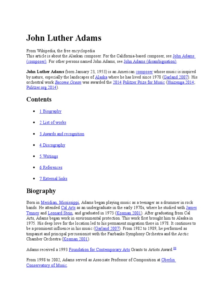 John Luther Adams | PDF | Musical Instruments | Classical Music