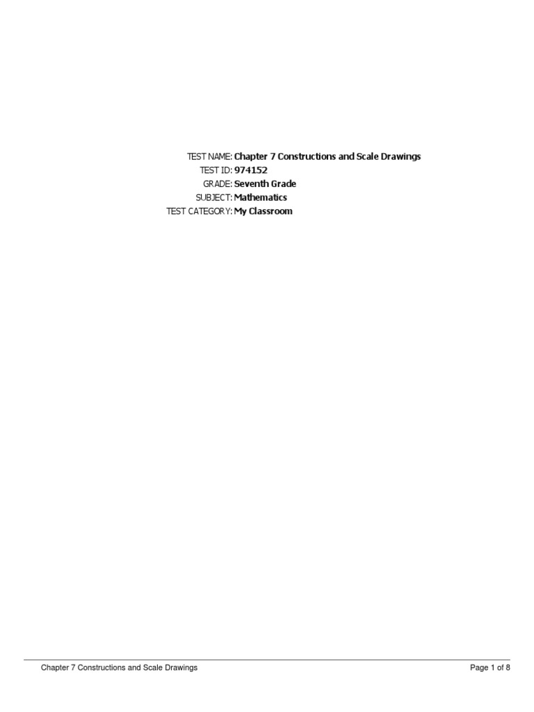 Scale Drawings and Constructions Test | PDF | Triangle | Angle