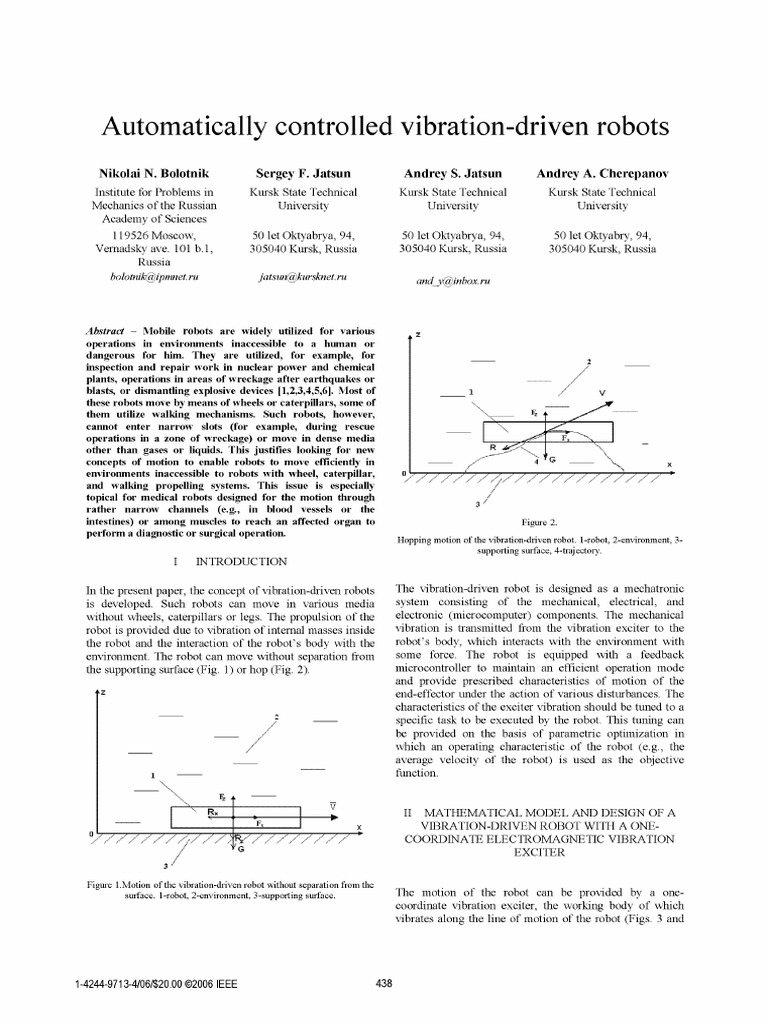 Automatically: Controlled Vibration-Driven Robots | PDF | Friction | Robot