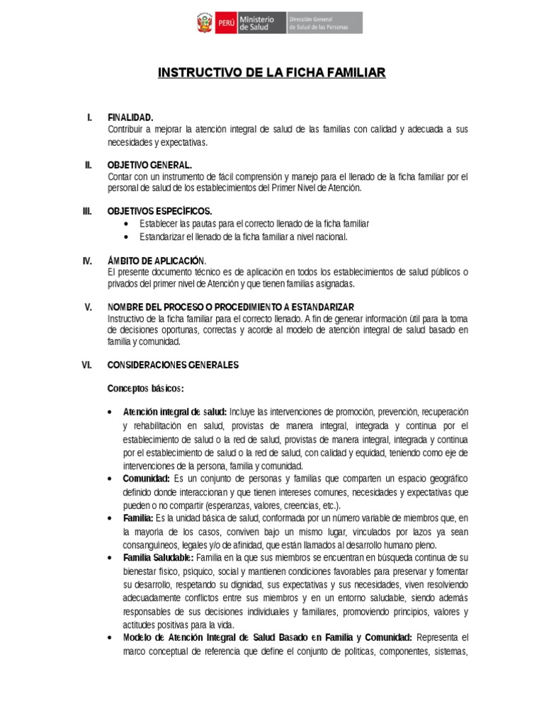 Guía para Llenado de Ficha Familiar | PDF | Familia | Integral