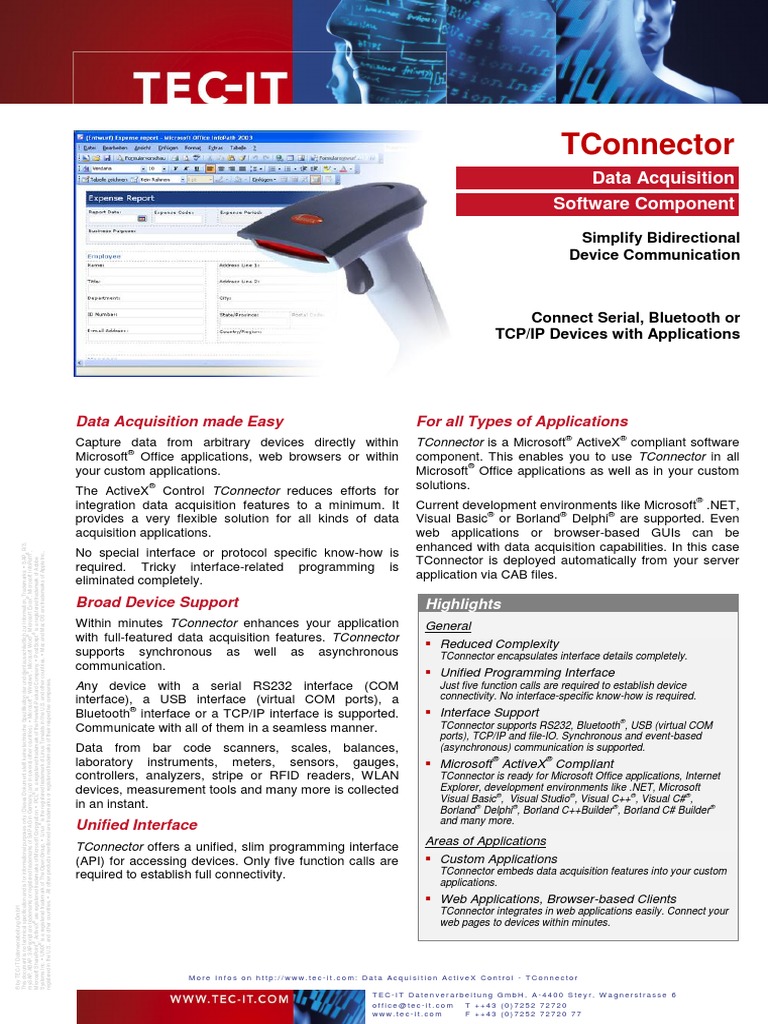 Tconnector Software Component Data Acquisition Pdf Component Object Model Graphical User