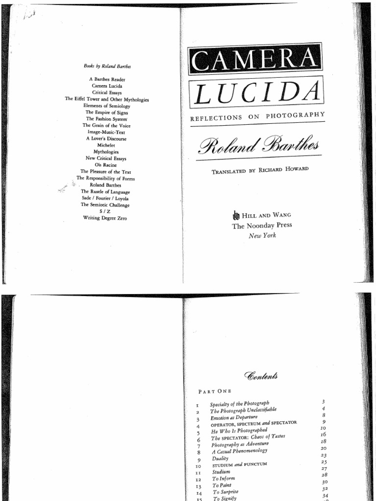 Camera Lucida Barthes | PDF