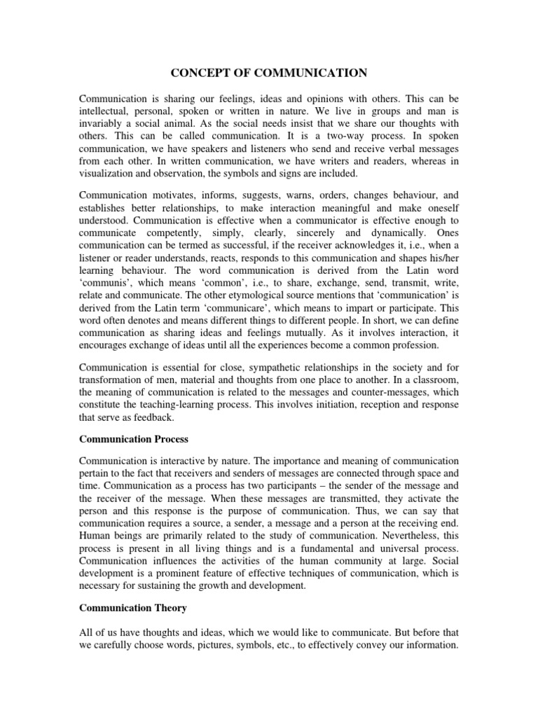 CONCEPT OF COMMUNICATION.pdf | Thought | Communication