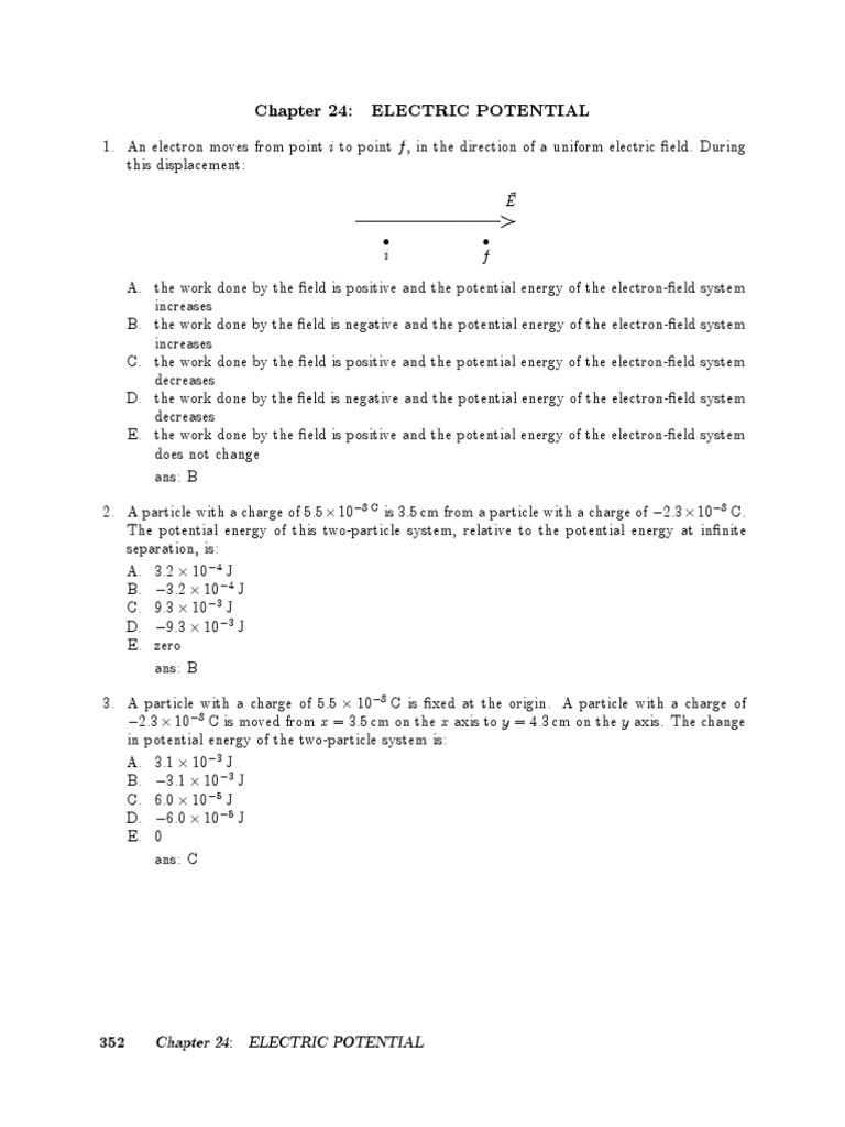 Electric Potential Concepts Quiz | PDF | Electronvolt | Electron