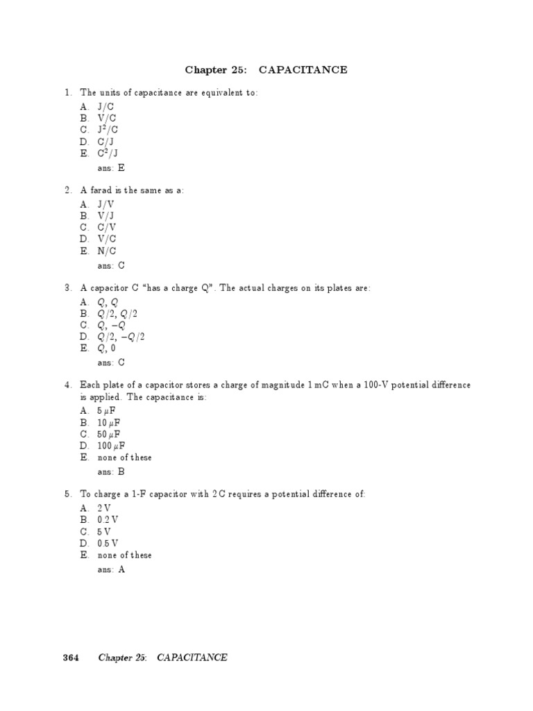 Chapter 25 - Capacitance | PDF | Capacitor | Series And Parallel Circuits