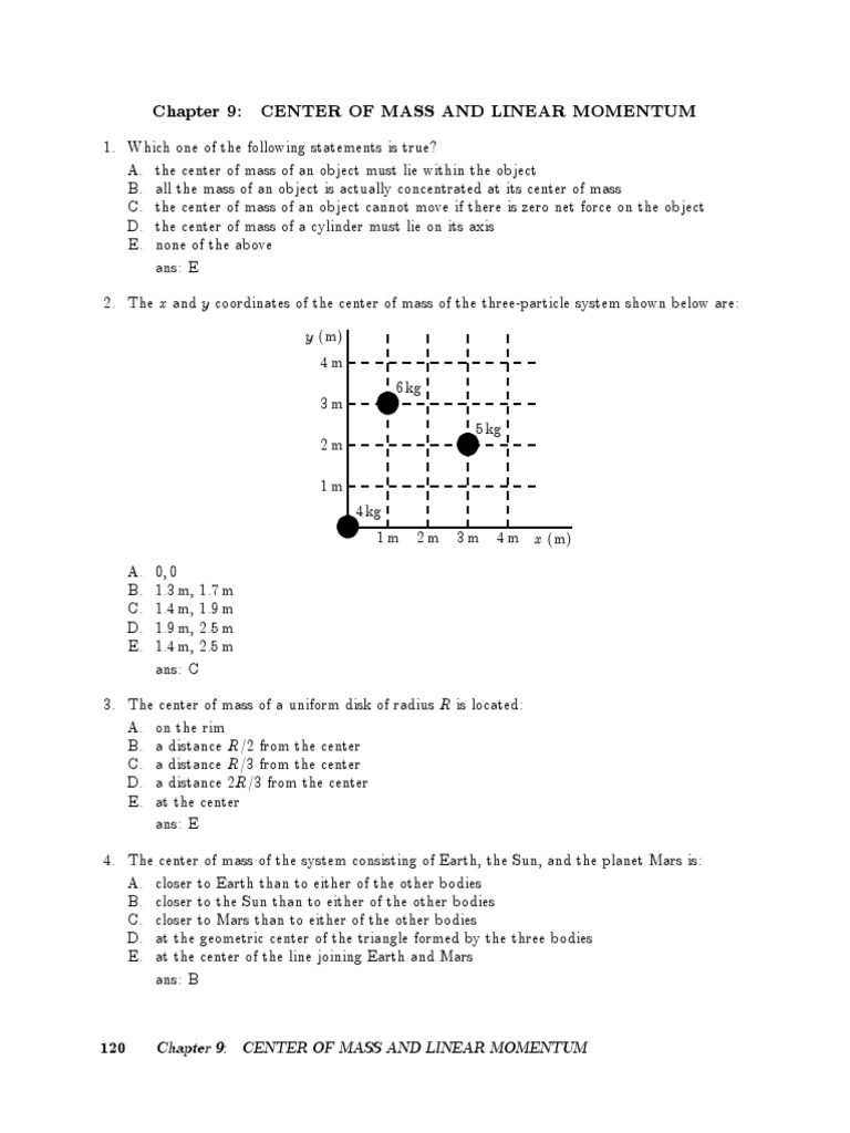Chapter 9 - Center of Mass and Linear Momentum | PDF | Collision | Momentum Chapter 9 - Center of Mass and Linear Momentum | PDF | Collision | Momentum