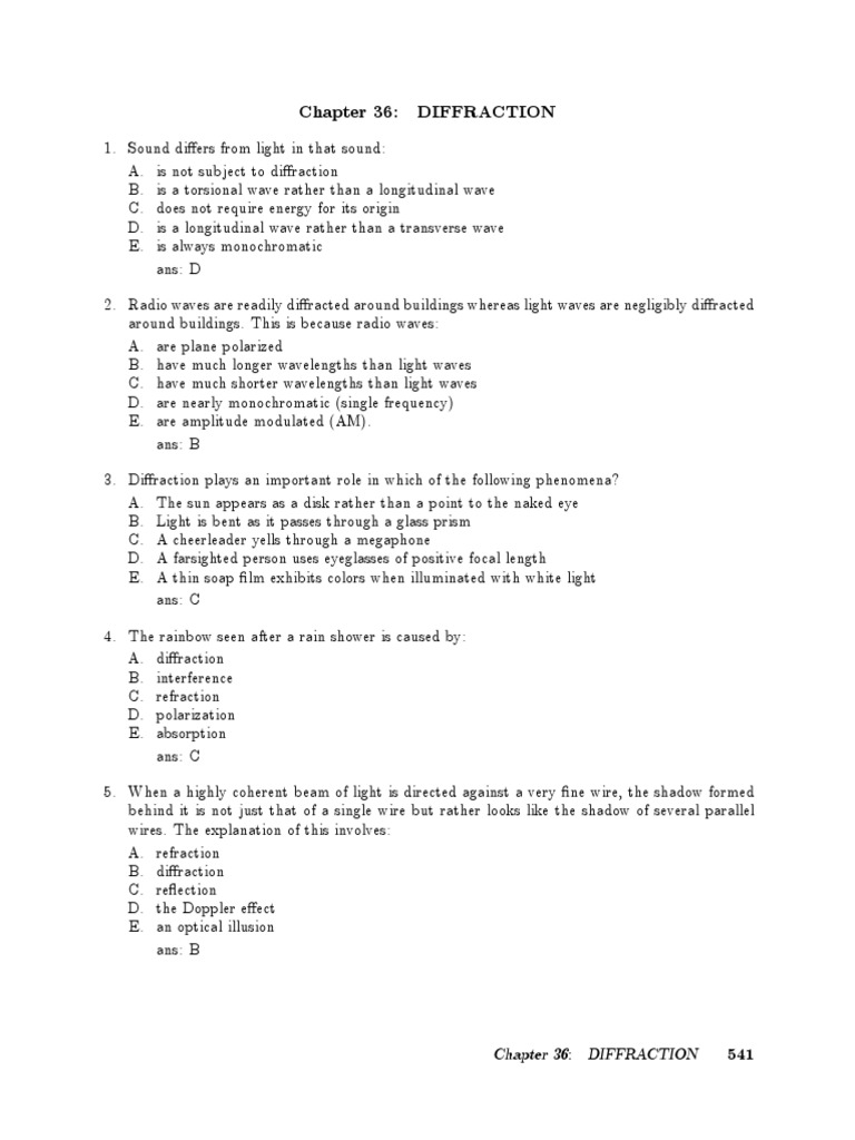 Chapter 36 - Diffraction | Download Free PDF | Wavelength | Diffraction