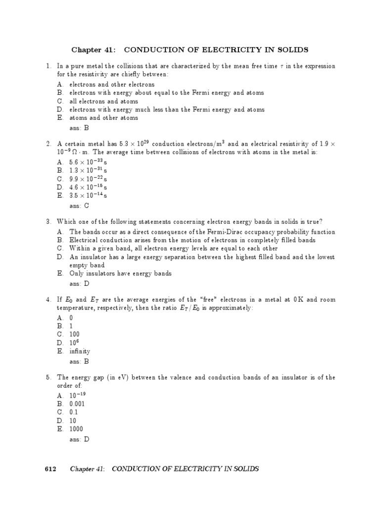 Electrical Conductivity in Solids | PDF | Electrical Resistivity And ...