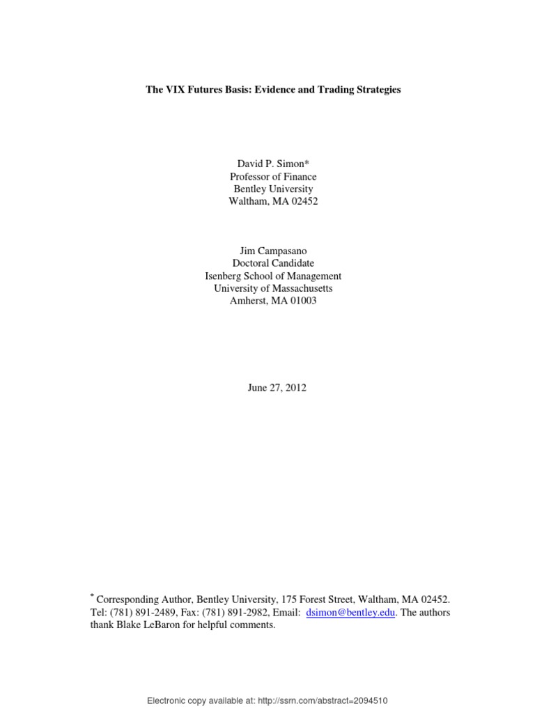 VIX Futures Basis: Trading Strategies Explained | PDF | Vix | Futures ...