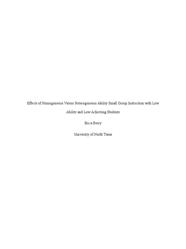 Homogeneous vs Heterogeneous Group Instruction | PDF | Educational ...