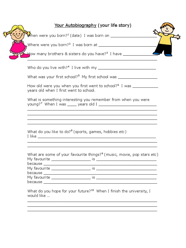 5th Grade Autobiography Worksheet | PDF | Wellness | Lifestyle