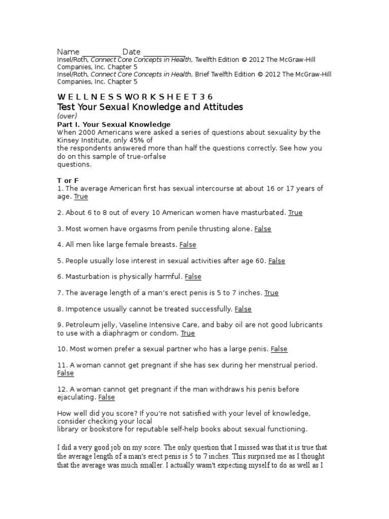 Worksheet #36 | PDF | Masturbation | Sexual Intercourse