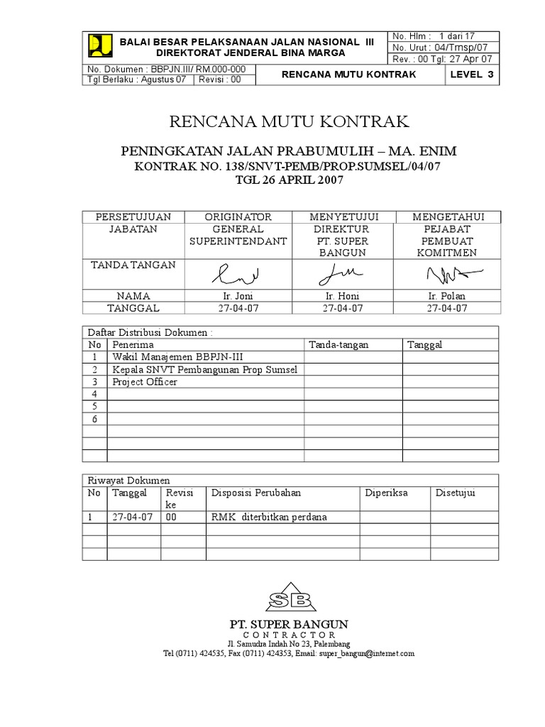 7.1c Contoh RMK Kontraktor | PDF