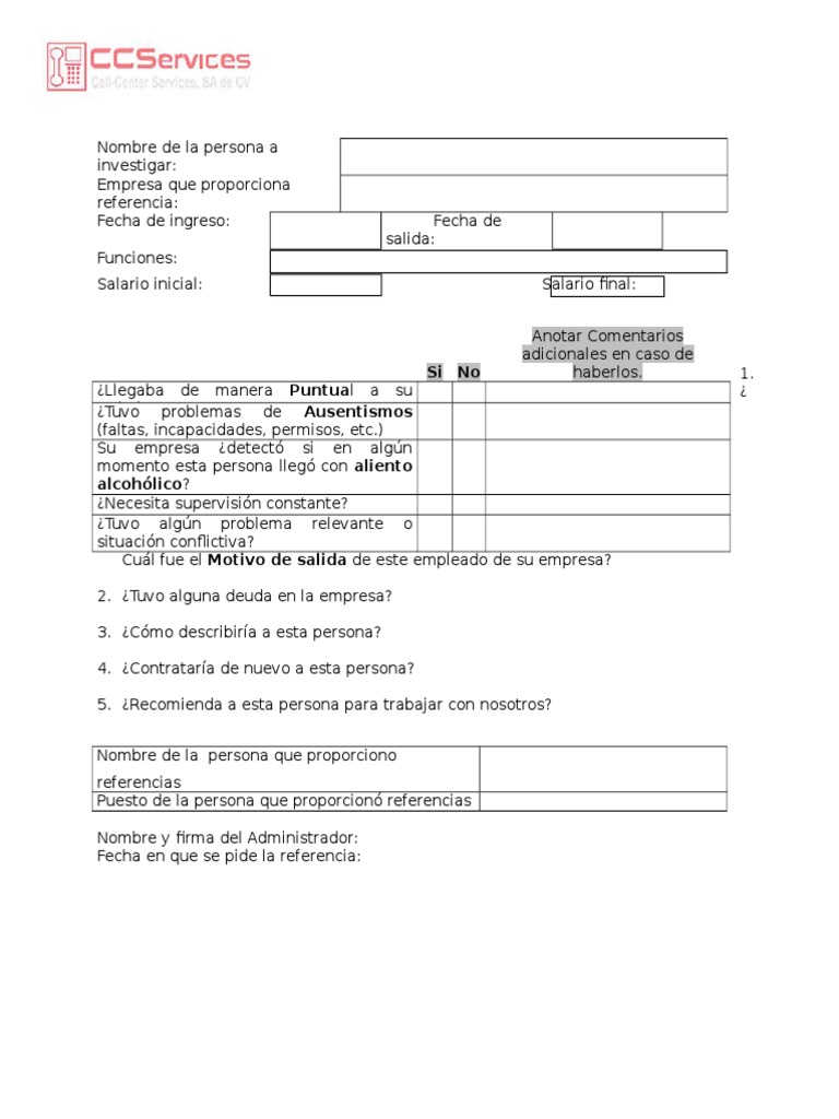 Formato Referencia Laboral | PDF
