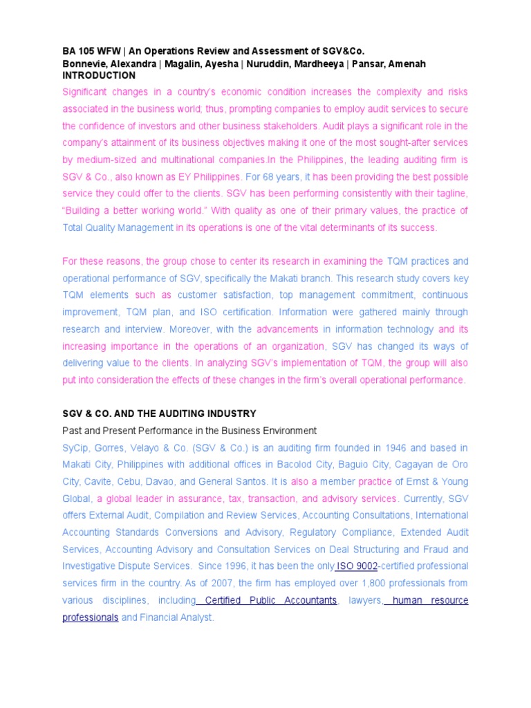 SGV&Co. | Audit | Accounting