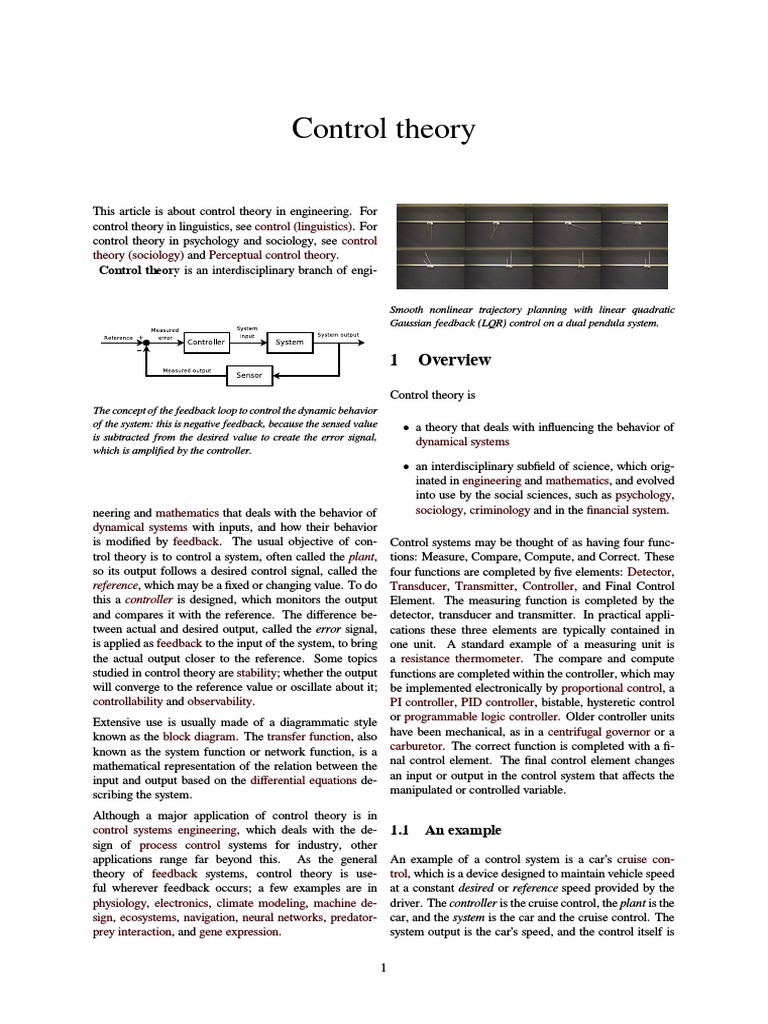 Control Theory | PDF | Control Theory | Cybernetics
