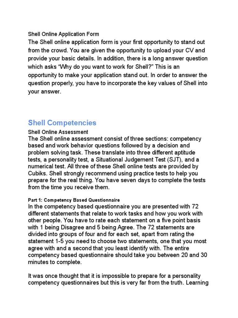 Shell Online Application Form | PDF | Competence (Human Resources ...