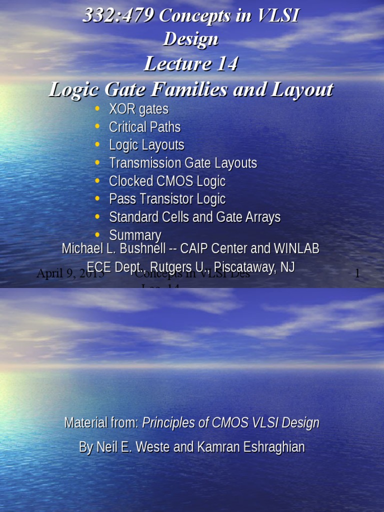 VLSI Logic Gate Design Lecture | PDF | Cmos | Very Large Scale Integration