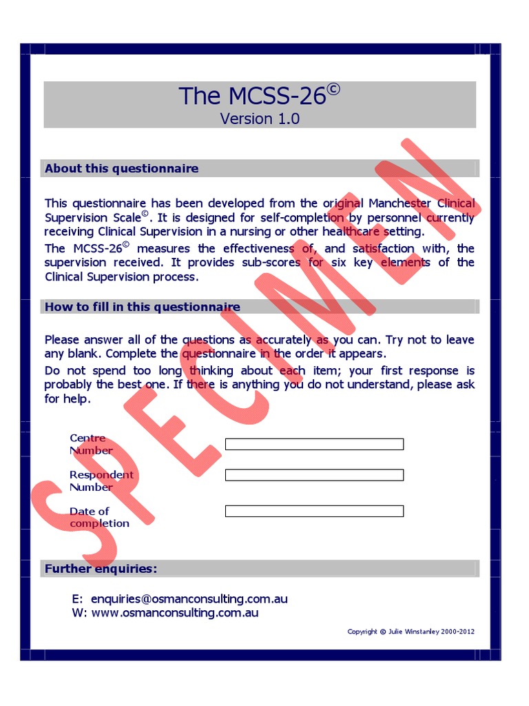 Mcss Sample 2 PDF | PDF | Questionnaire | Service Industries