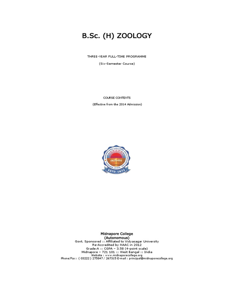 BSC Zoology Honours & General Syllabus Midnapore College | PDF ...