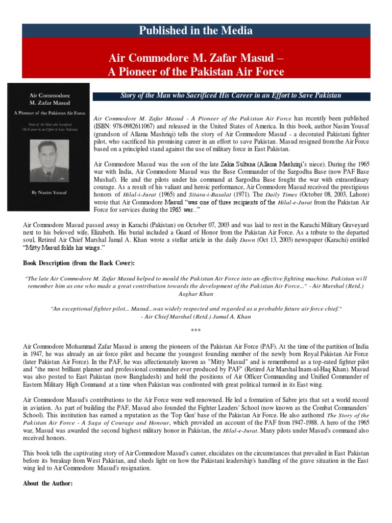 Air Commodore M. Zafar Masud – A Pioneer of the Pakistan Air Force ...