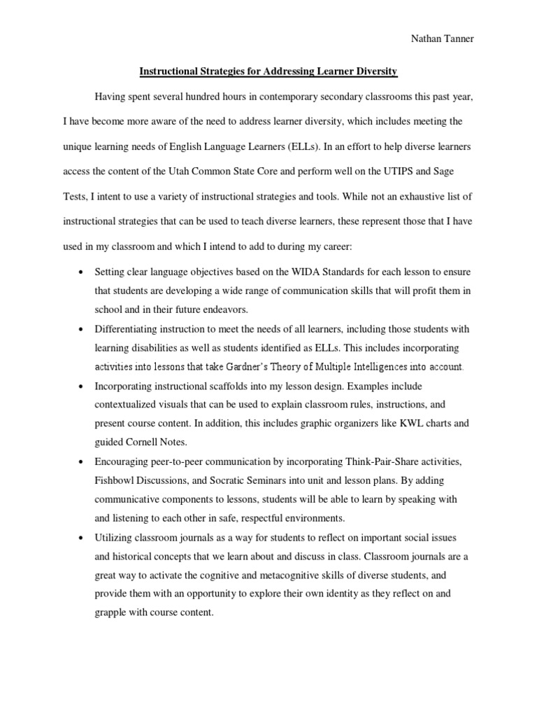 Strategies for Diverse Learner Engagement | PDF | Individualized ...