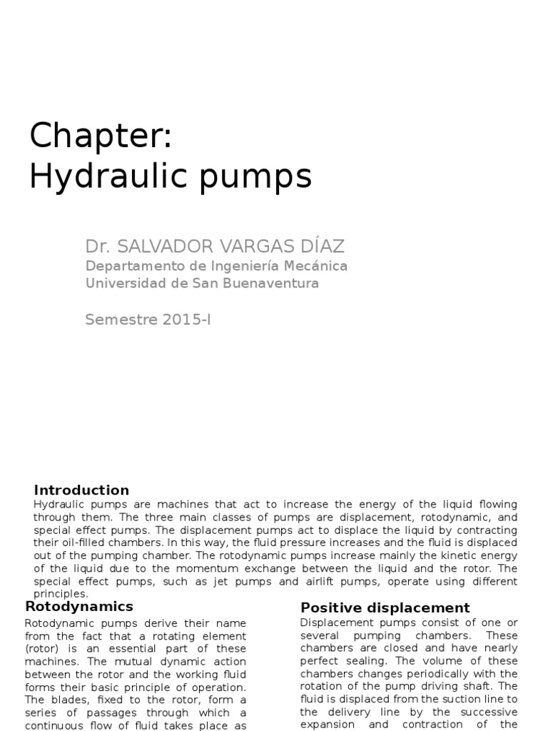 Hydraulic Pumps Classification | Download Free PDF | Pump | Turbine