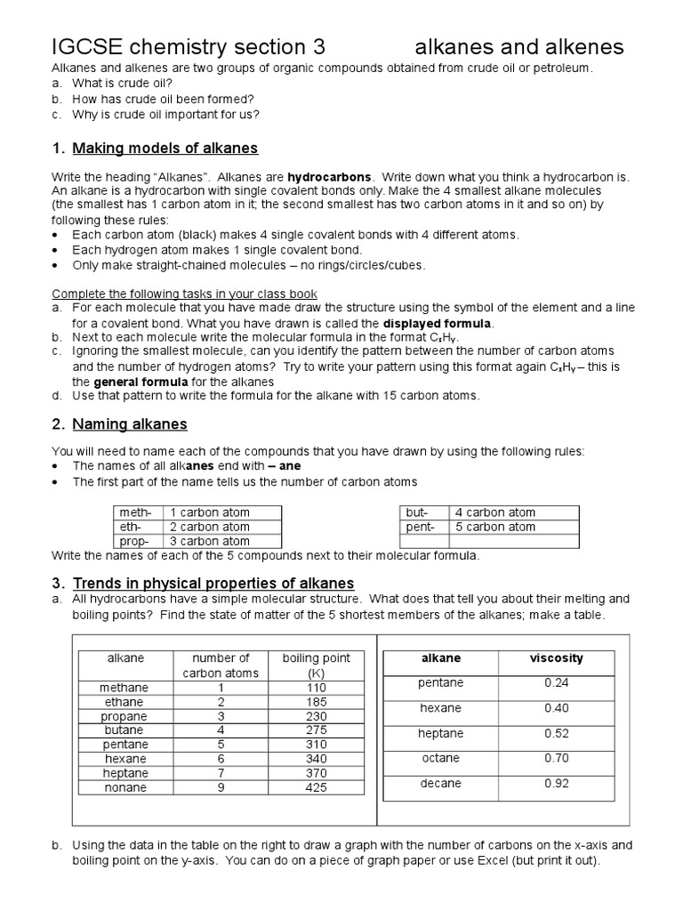 Alkanes and Alkenes, Introduction To ORGANIC CHEMISTRY | PDF | Alkane ...