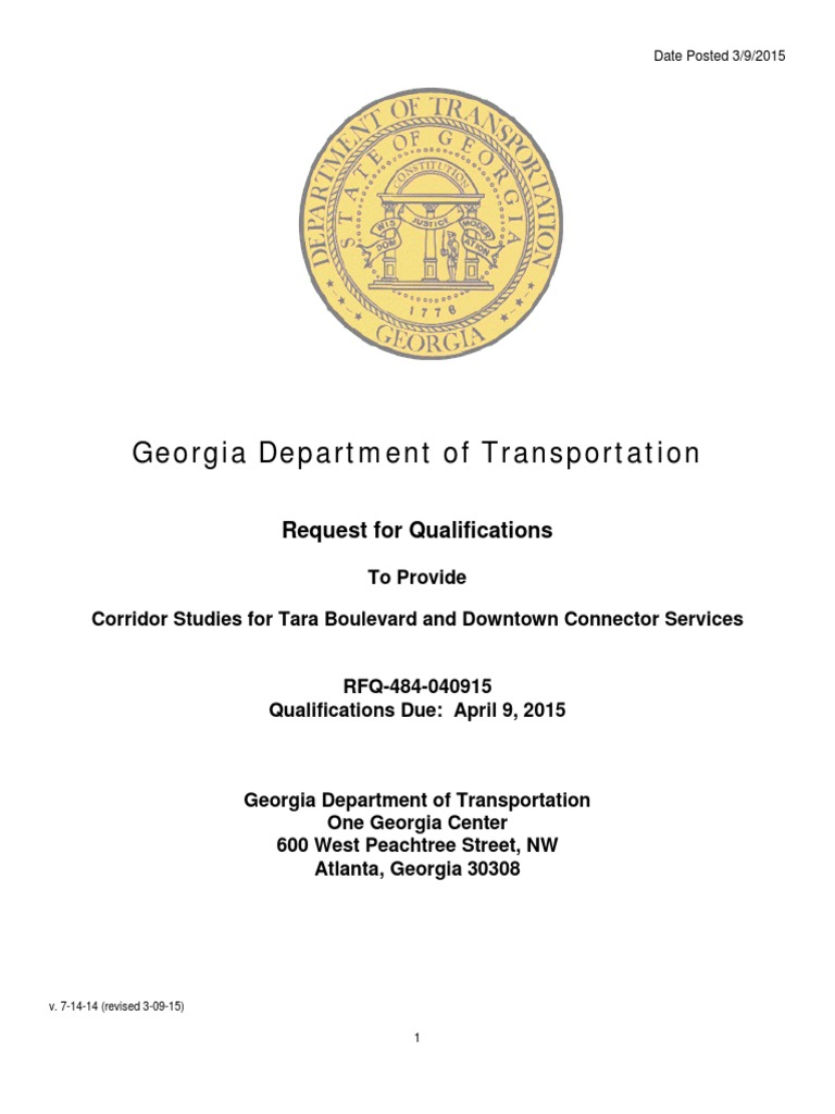 GDOT Downtown Connector RFQ | PDF | Clinical Trial | Evaluation