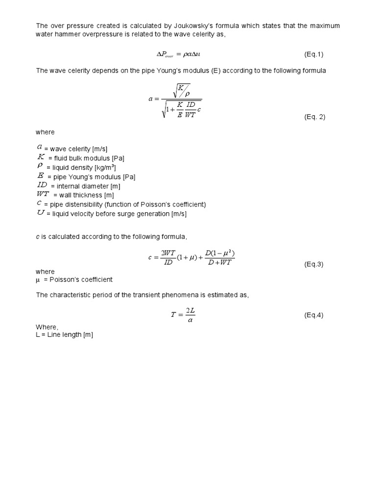 Joukowsky Equation | PDF