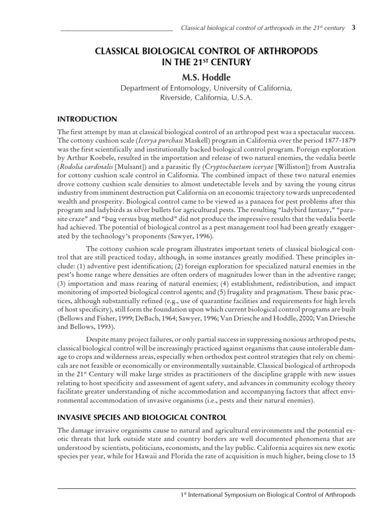 Classical biological control of arthropods in the 21st century | PDF ...