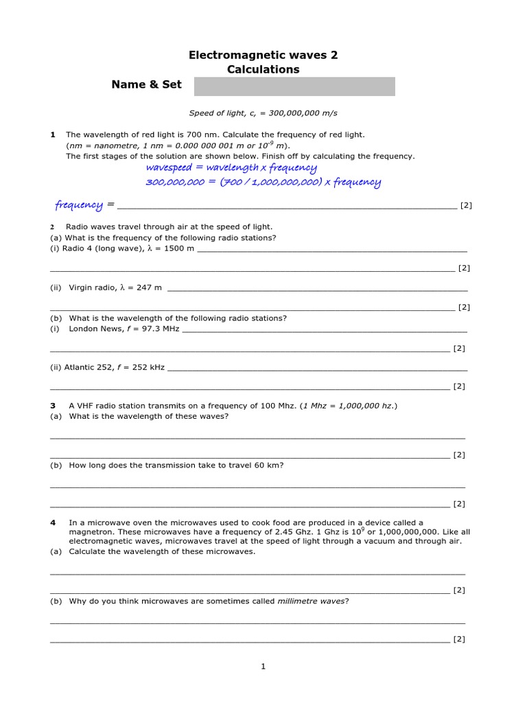 IGCSE PHYSICS - Electromagnetic Waves | PDF | Radio | Frequency