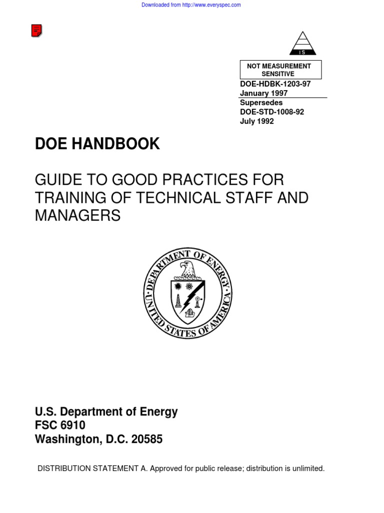 Doe Handbook: Guide To Good Practices For Training of Technical Staff ...