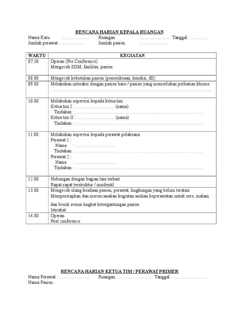 Rencana Harian Keperawatan Terstruktur | PDF | Komputer