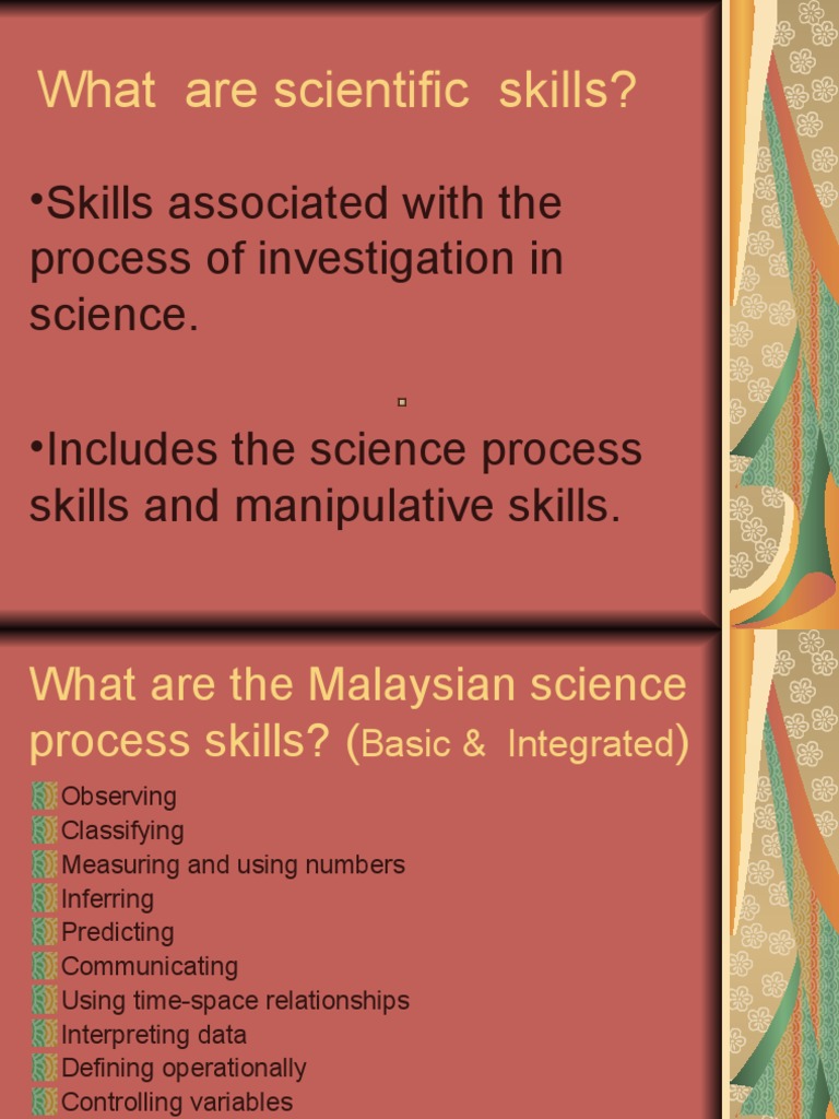 Science Process Skillsintegrated Pdf Experiment Variable