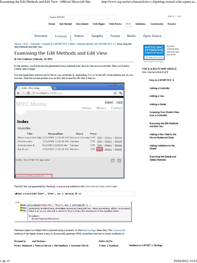 6 - Examining The Edit Methods and Edit View - Official Microsoft Site | PDF | Hypertext ...