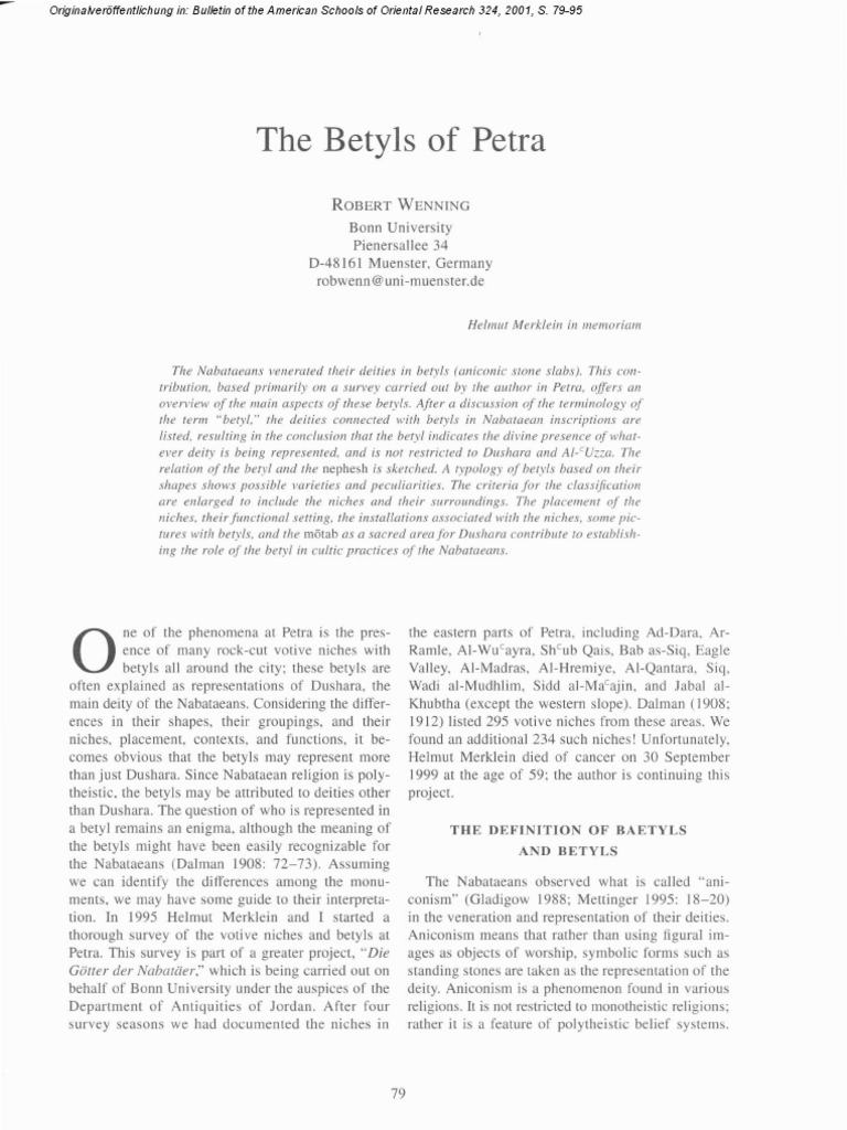 Betyls in Nabataean Religion at Petra | PDF | Mother Goddess | Religion ...