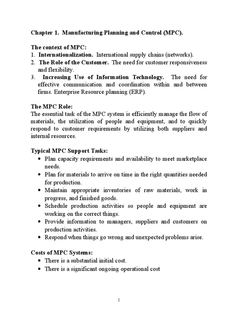 Chapter 1. Manufacturing Planning and Control (MPC) - The Context of ...