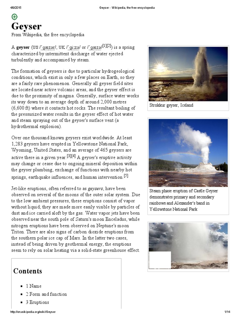 Geyser: US UK | PDF | Volcanic Eruption | Science