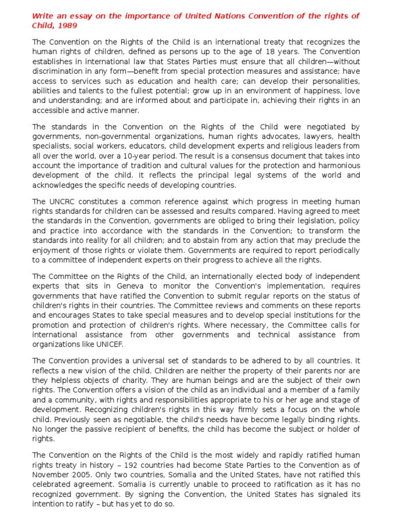 Importance of the UNCRC 1989 | PDF | Children's Rights | Ratification