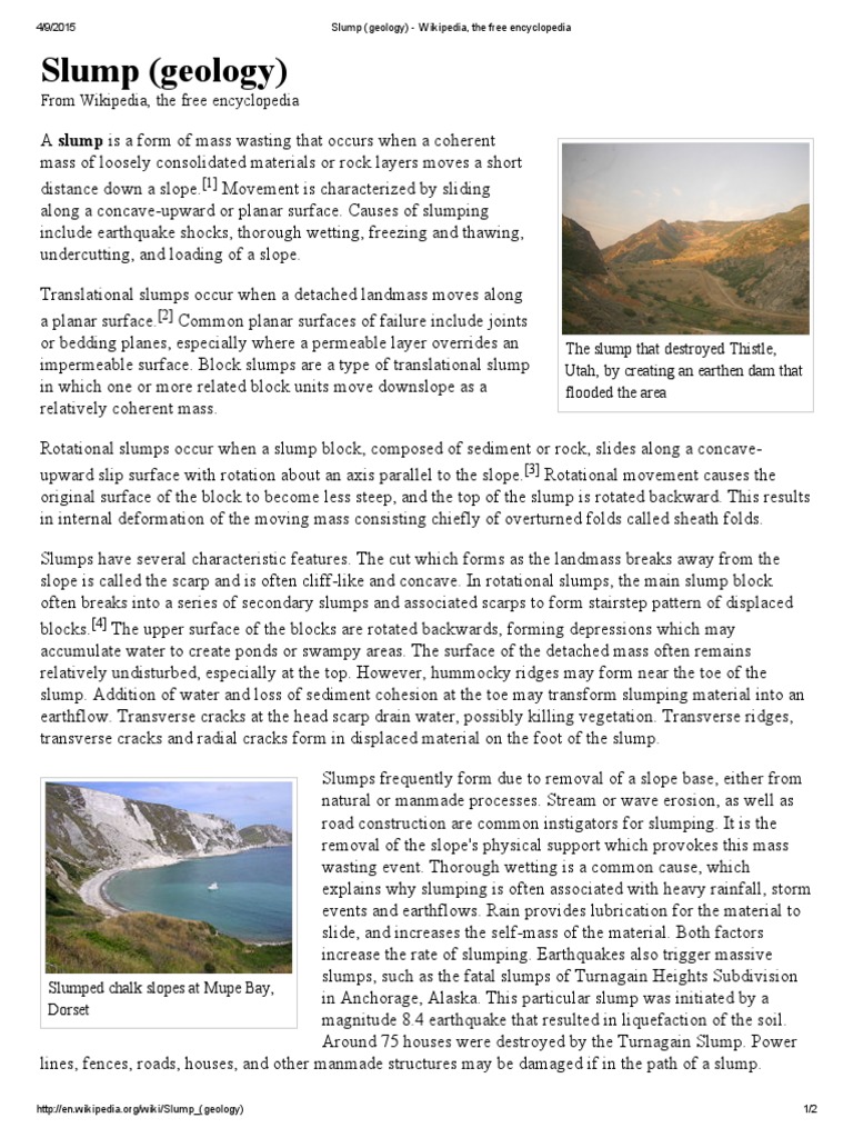 Slump (Geology) : From Wikipedia, The Free Encyclopedia | PDF ...