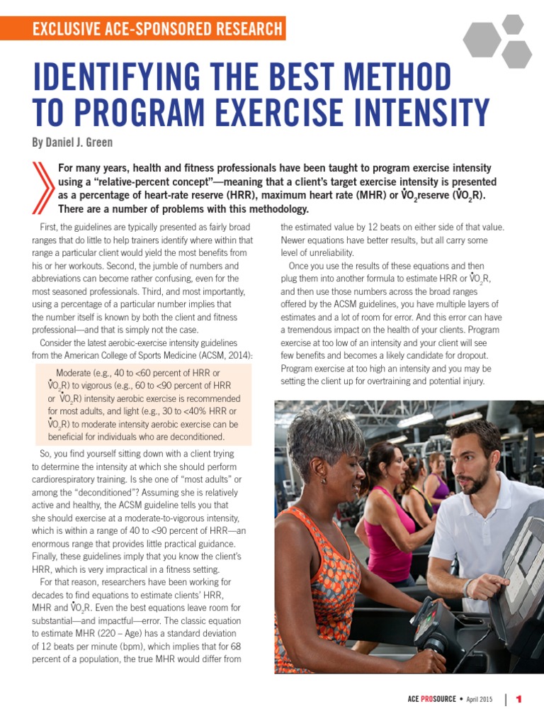 Ace Exercise Intensity | PDF | Physical Fitness | Heart Rate