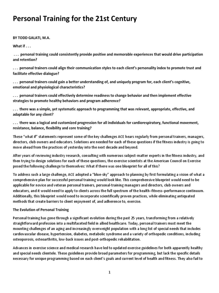 Personal Training For The 21st Century - ACE | PDF | Strength Training ...