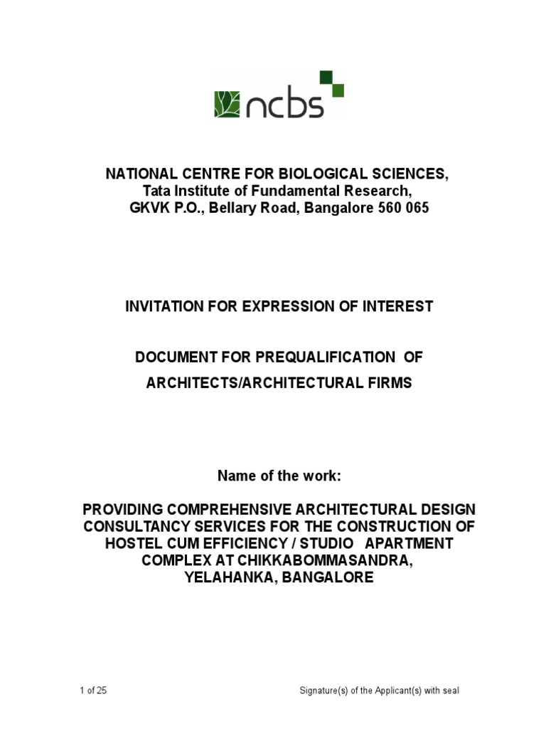 Expression of Interest Document | Architect | Engineering