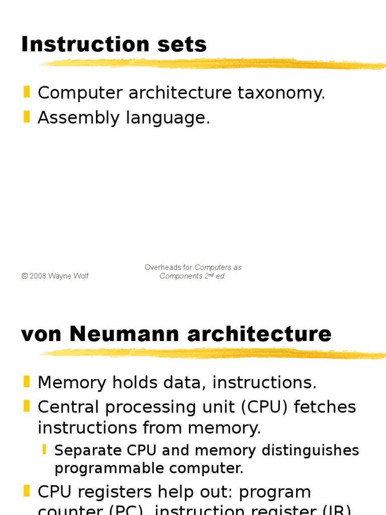 Instruction Sets: Computer Architecture Taxonomy. Assembly Language ...
