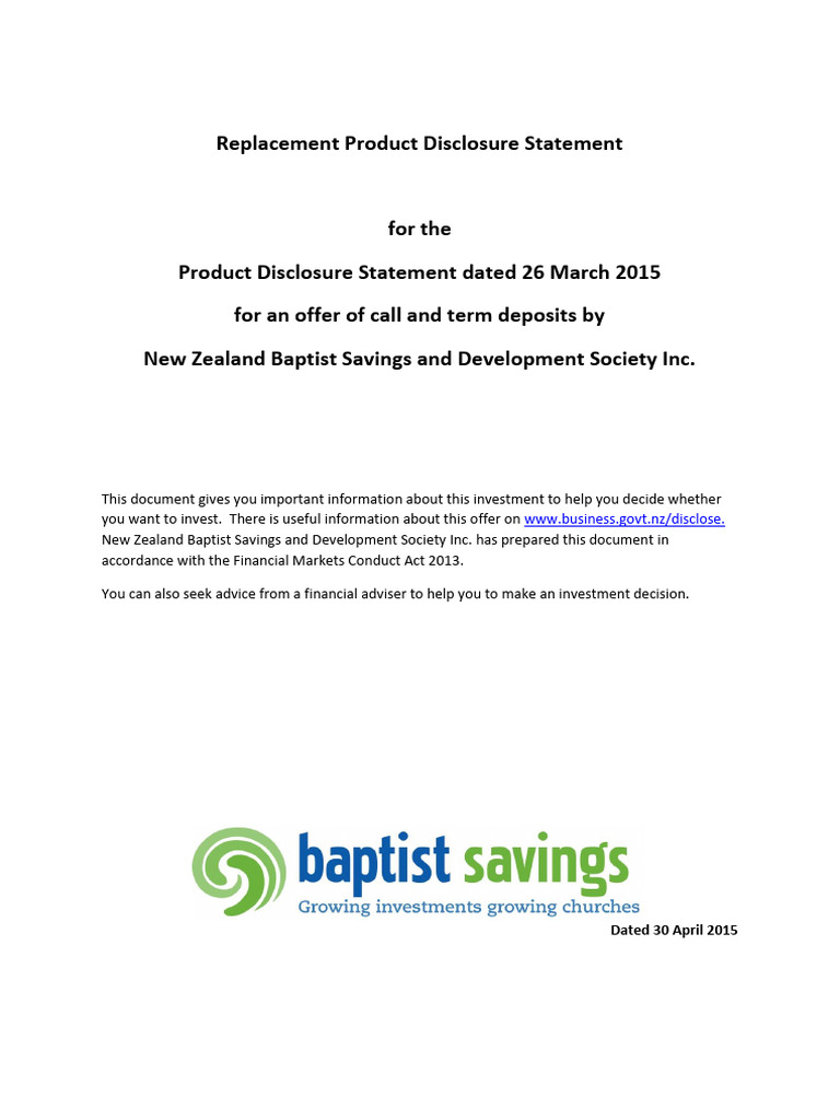 Product Disclosure Statement | PDF | Security Interest | Interest